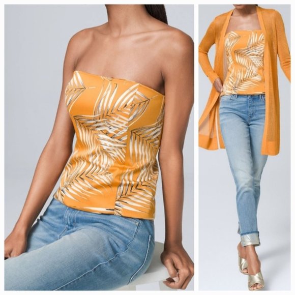 White House Black Market | Tops | White House Black Market Palm Print ...